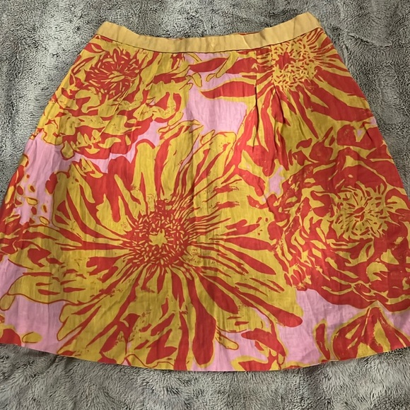 edmé & esyllte | Skirts | Bright Floral Linen Skirt 6 Orange Yellow ...